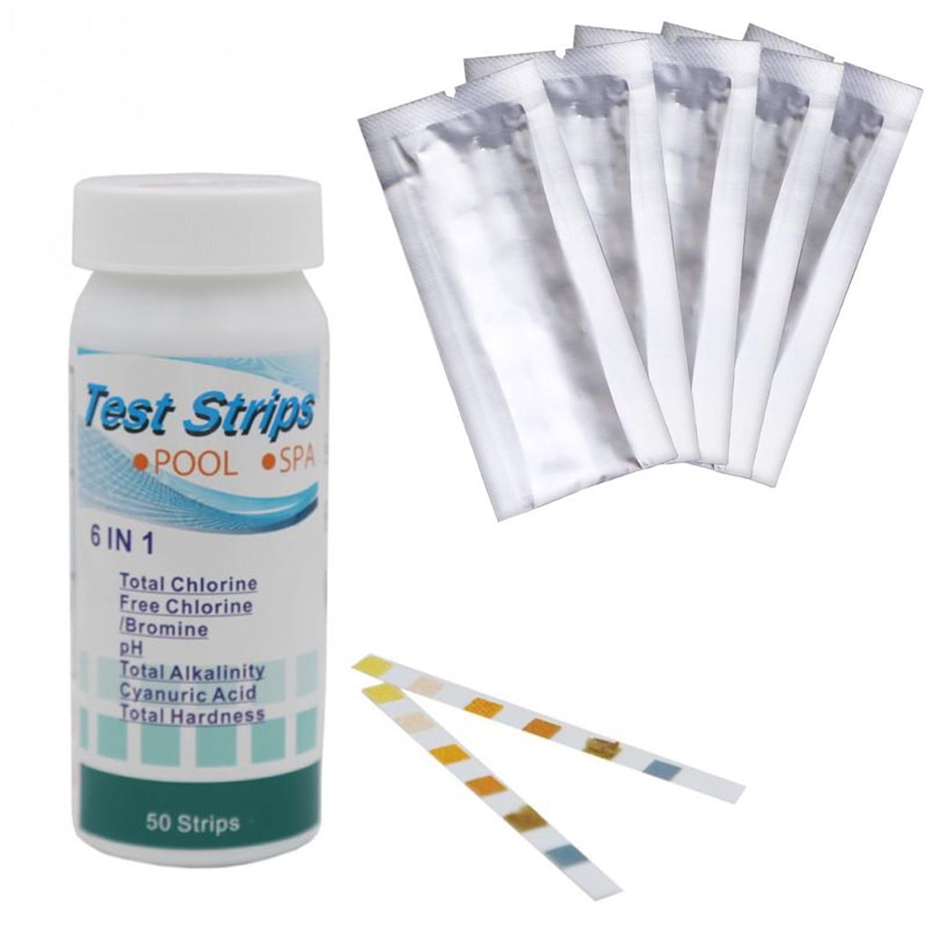 Pool Spa Water Test Strips 6-in-1 | pH Chlorine Alkalinity Hardness ...