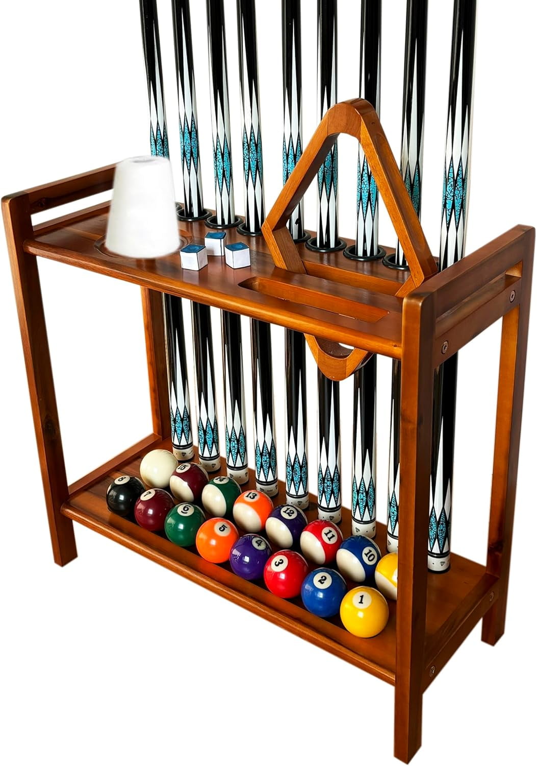 Pool Stick Holder Floor Stand Holds 9 Cues & Pool Table Accessories ...