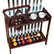 GSE Expert Wooden Floor Stand Billiard Rack, Holds 10 Cues, 2 Holders ...
