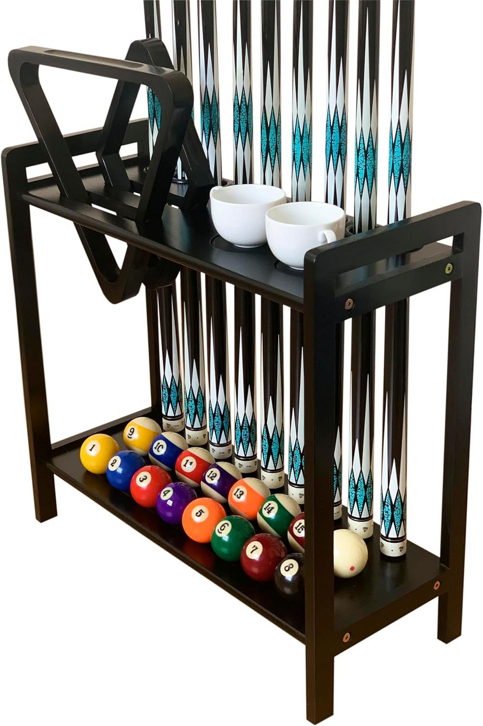 Pool Stick Holder Floor Stand Holds 9 Cues & Pool Table Accessories ...