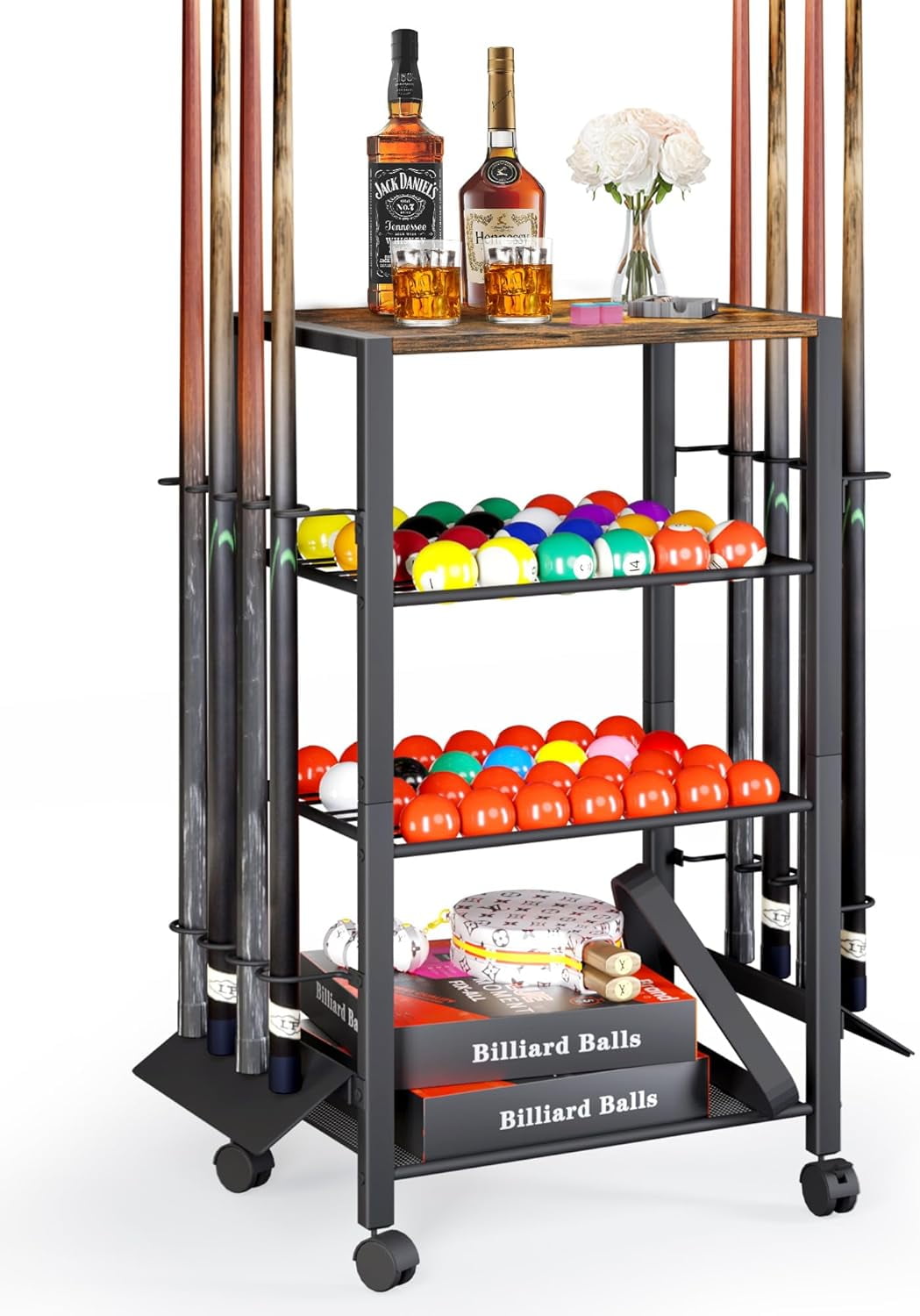 Pool Stick Holder Rack Stand for 8 Cue Sticks - Billiard Game Room ...