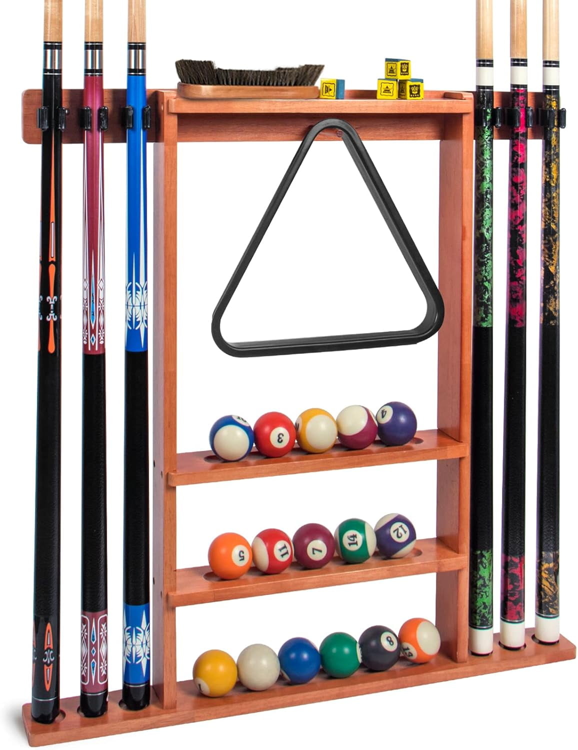 Pool Stick Holder, Wall Mount Pool Cue Rack ,Solid Wood Floor Stand for ...