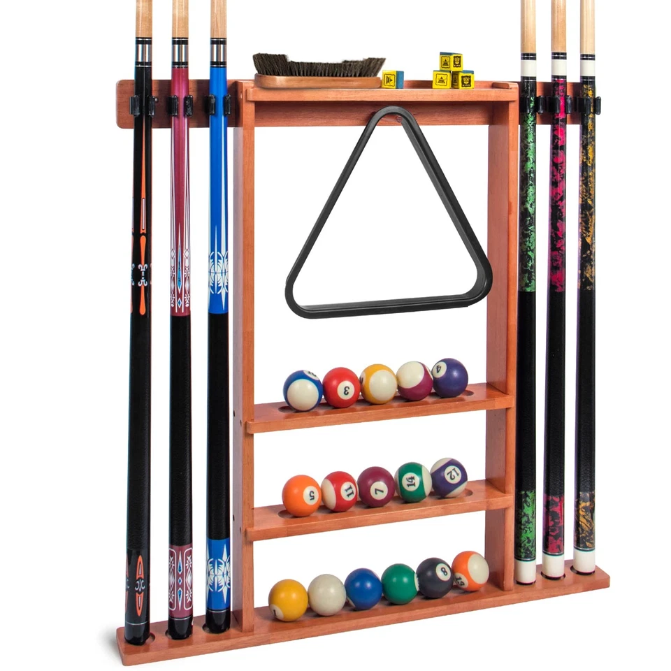 Pool Stick Holder, Wall Mount Pool Cue Rack ,Solid Wood Floor Stand for ...