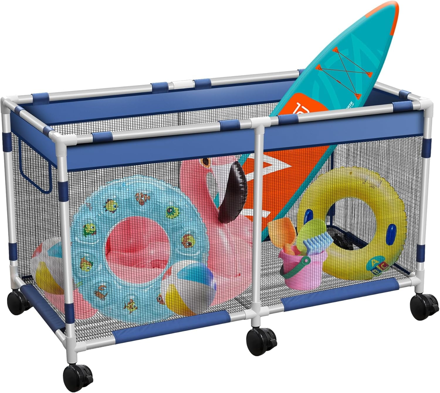 Pool Storage Bin,114 Gallon,47" L,Pool float storage,Rolling Nylon Mesh ...