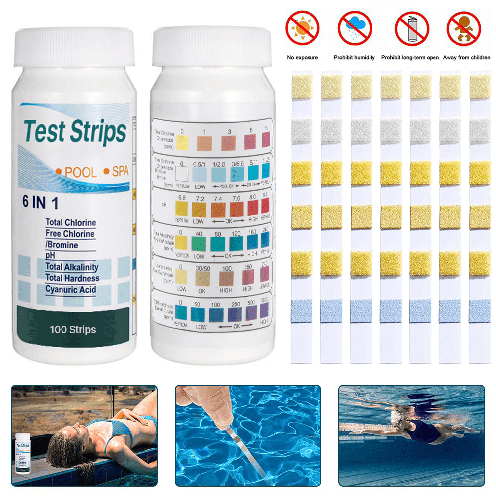 Pool Strips Test Luluy 6-Way Pool Test Strips For Salt Water Chlorine ...