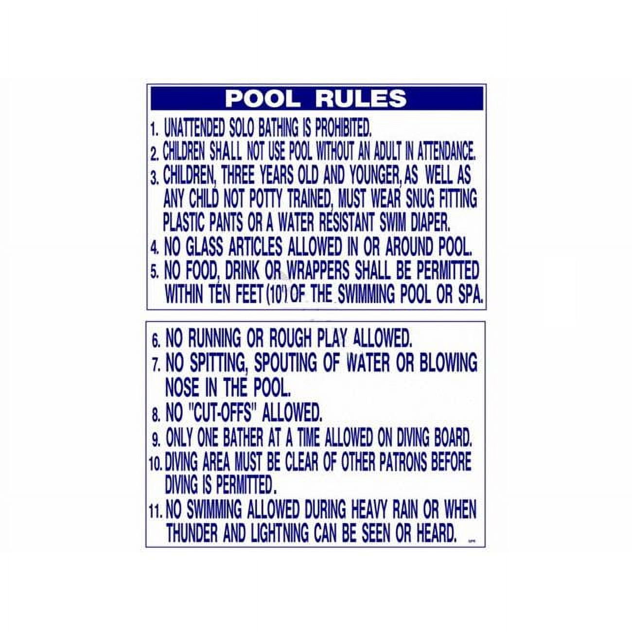 Pool Style Chemicals PS241 24 x 68 in. GA Approved Pool Rules Sign ...
