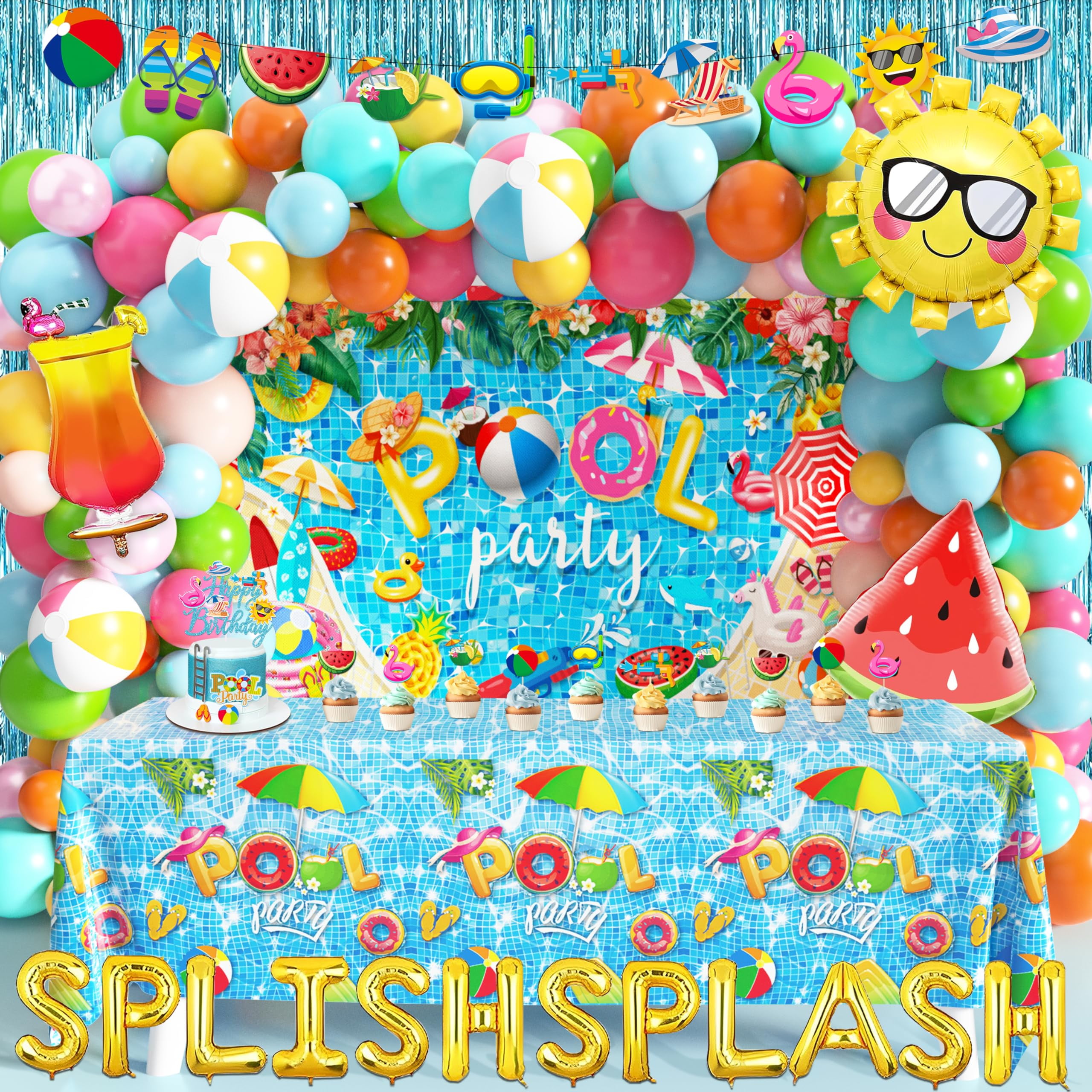 Pool Summer Beach Party DHF10 Decorations, Splish Splash Bash Party ...