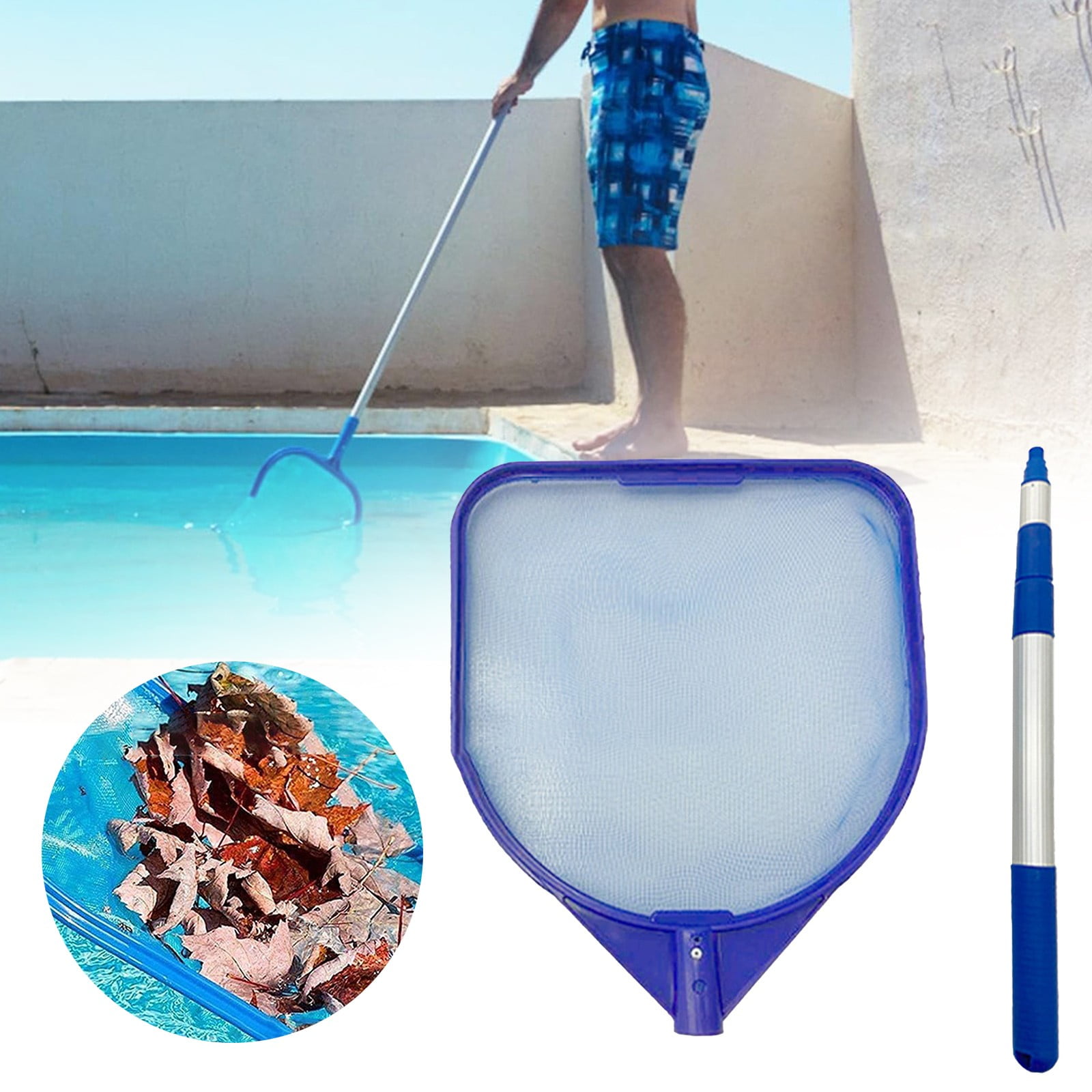 Pool Supply Swimming Pool Leaf Skimmer Net with Adjustable 10-40" Telescopic Pole - Deep Ultra ...