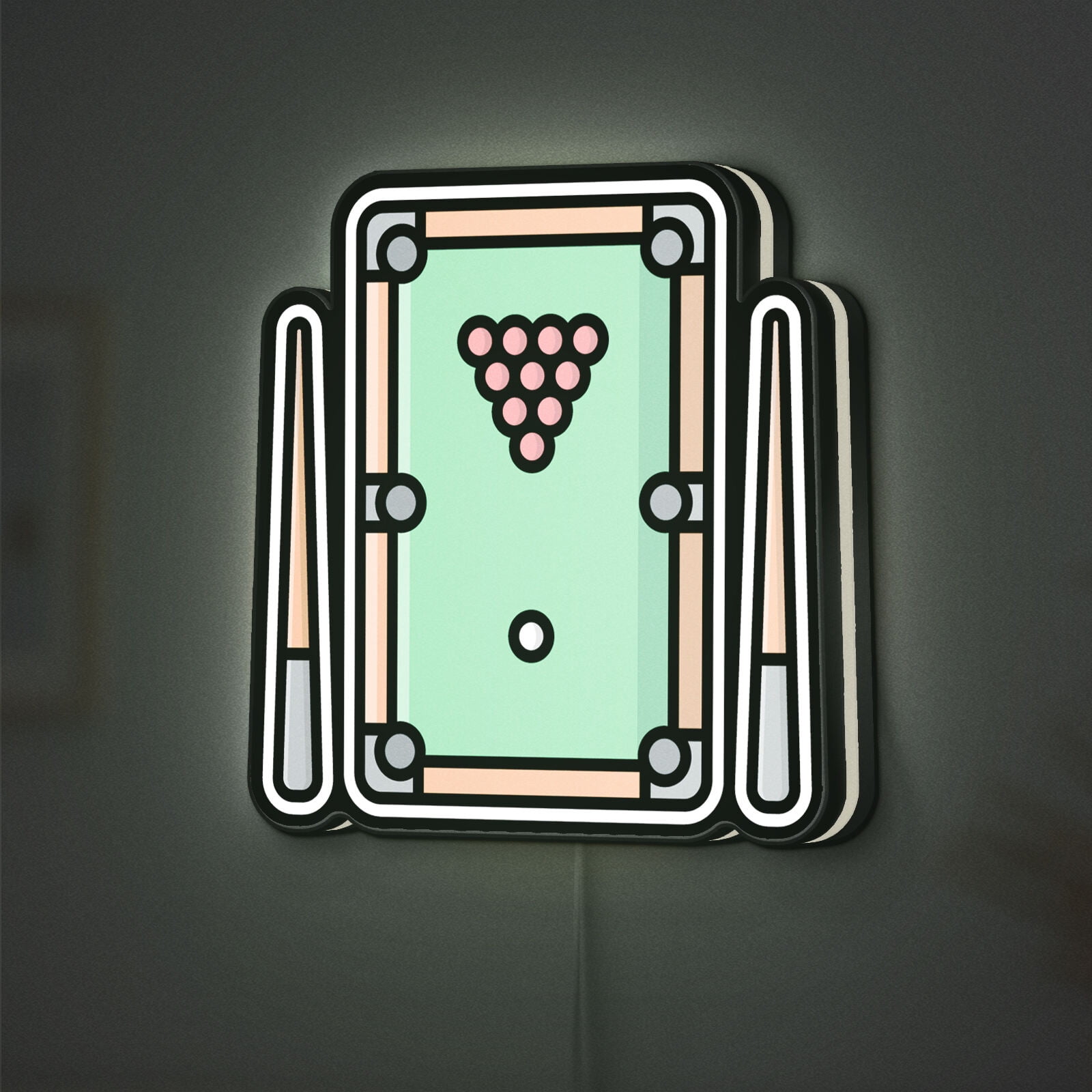 Pool Table 3D Novelty Light Box, Billiards and Cue Sports Wall Decor ...