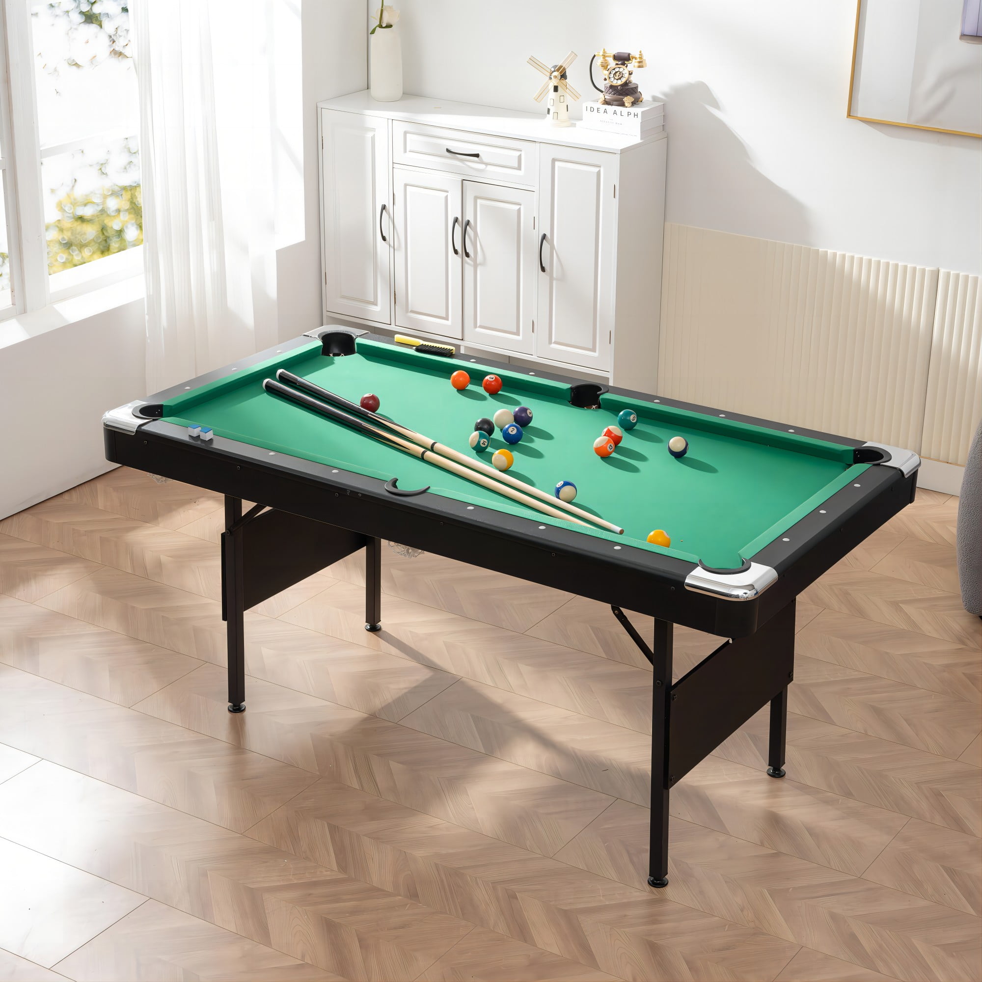 Mekek 6 ft Pool Table with 1 set of Balls, 2 Cue Sticks, 1 Chalk, 1 ... Mekek 6 ft Pool Table with 1 set of Balls, 2 Cue Sticks, 1 Chalk, 1 ...