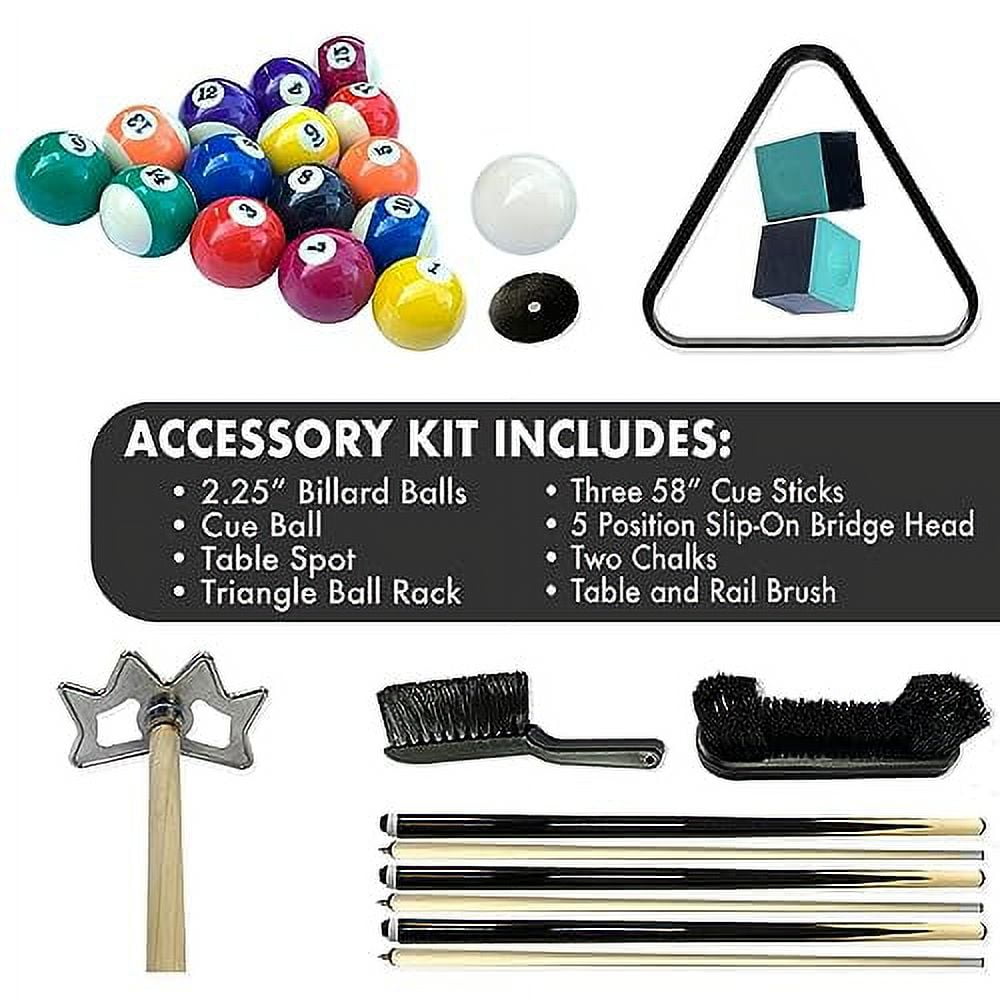 Pool Table Accessories Including Billiard Balls, Pool Cues, Chalk, 8 ...