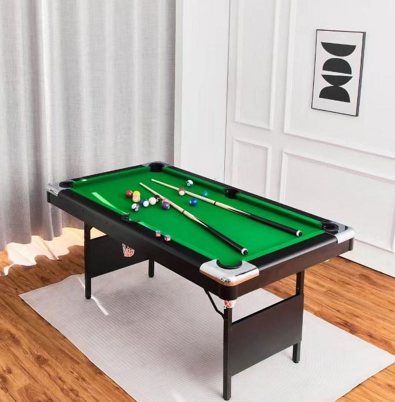 Pool Table, Folding Billiard Table, Portable & Space-Saving, Realistic Play, Billiard Table Set ...