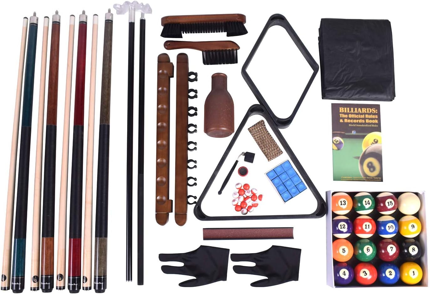 Pool Table Premium Billiard 20 Pieces Accessory Kit, Pool Cue Sticks ...