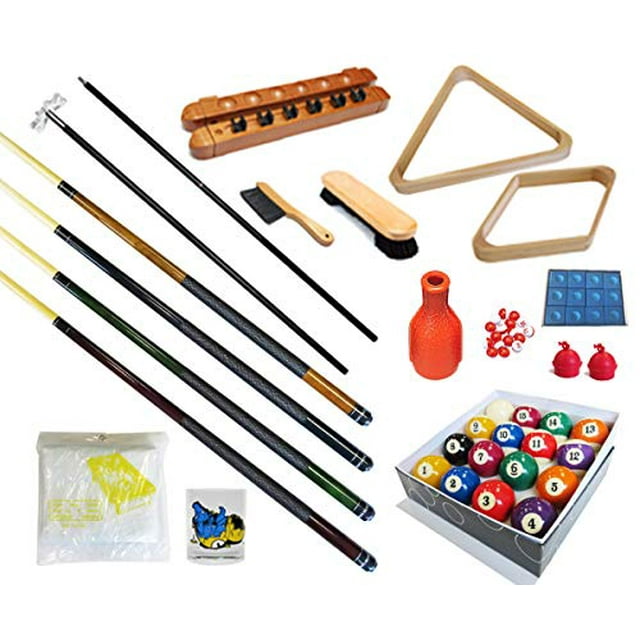 Pool Table - Premium Billiard 32 Pieces Accessory Kit - Pool Cue Sticks ...