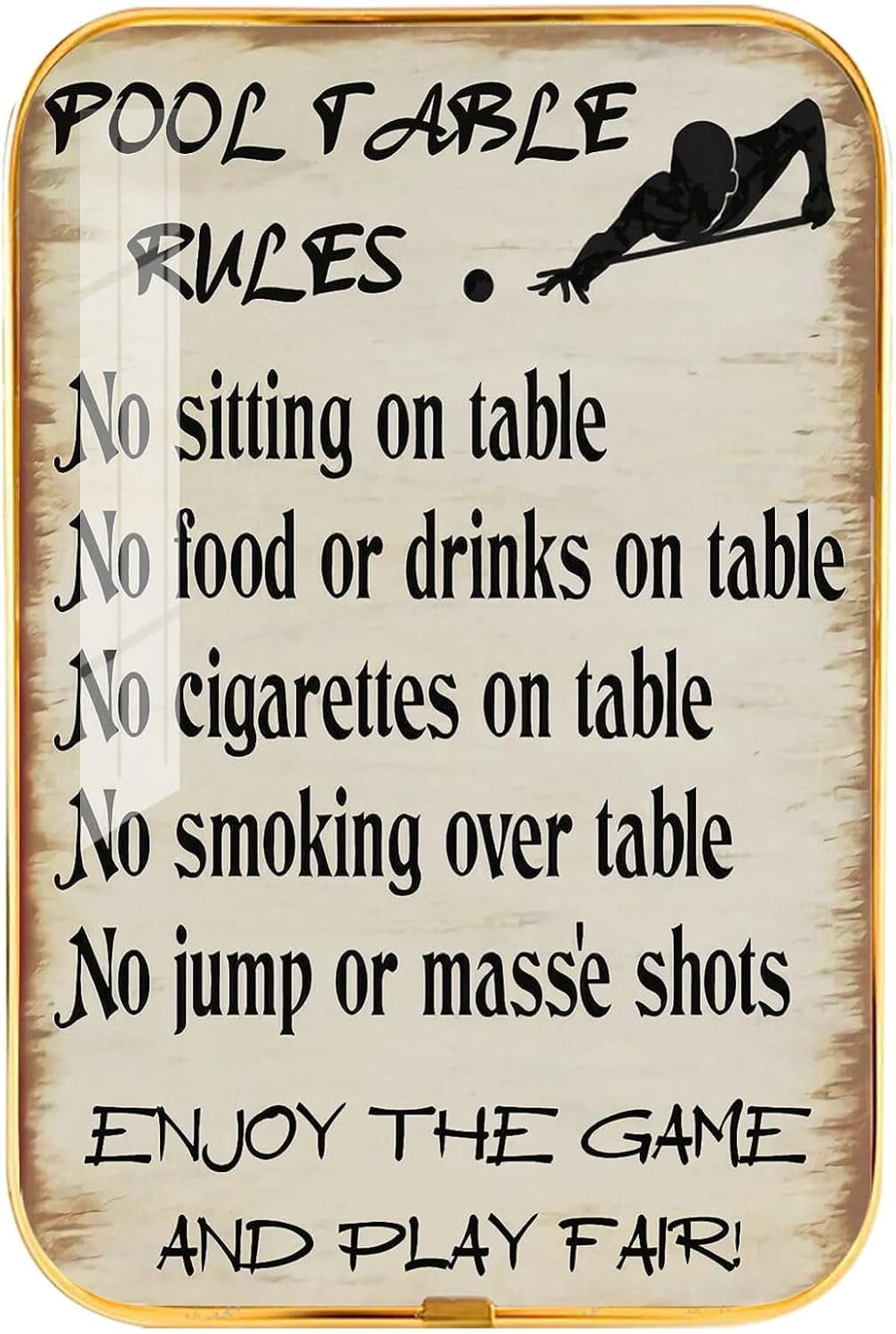 Pool Table Rules Wall Decoration Plaque Crystal Porcelain Painting ...