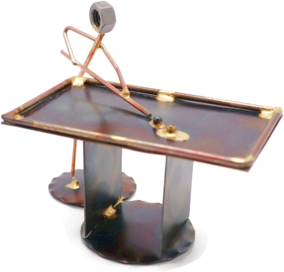 Pool Table w/1 Player Collectible Handmade Metal Art Figurine, Desk ...