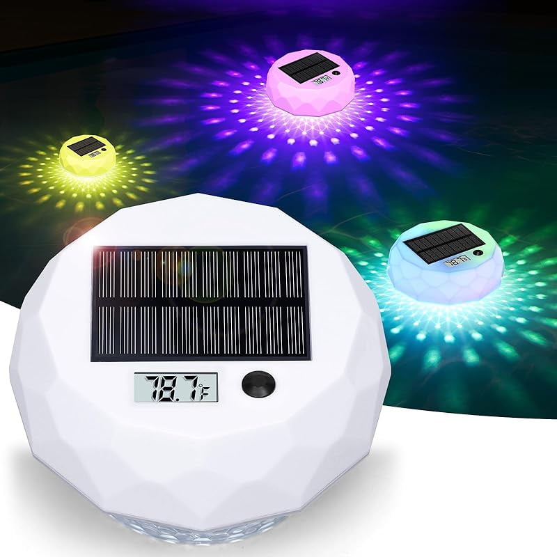 Pool Thermometer Floating Easy Read, Dynamic RGB Lights Pool ...