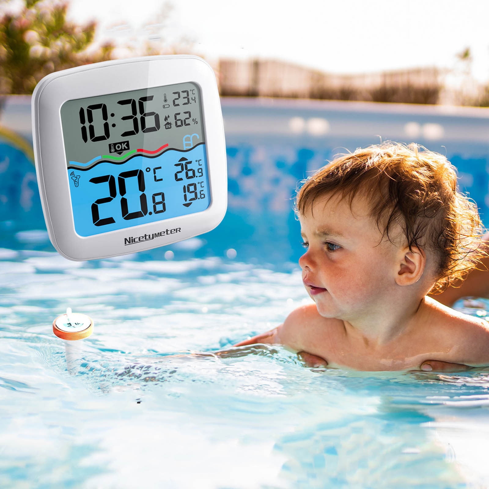 Hodwiequ Pool Thermometer Floating Easy Read, Wireless Swimming Pool ...