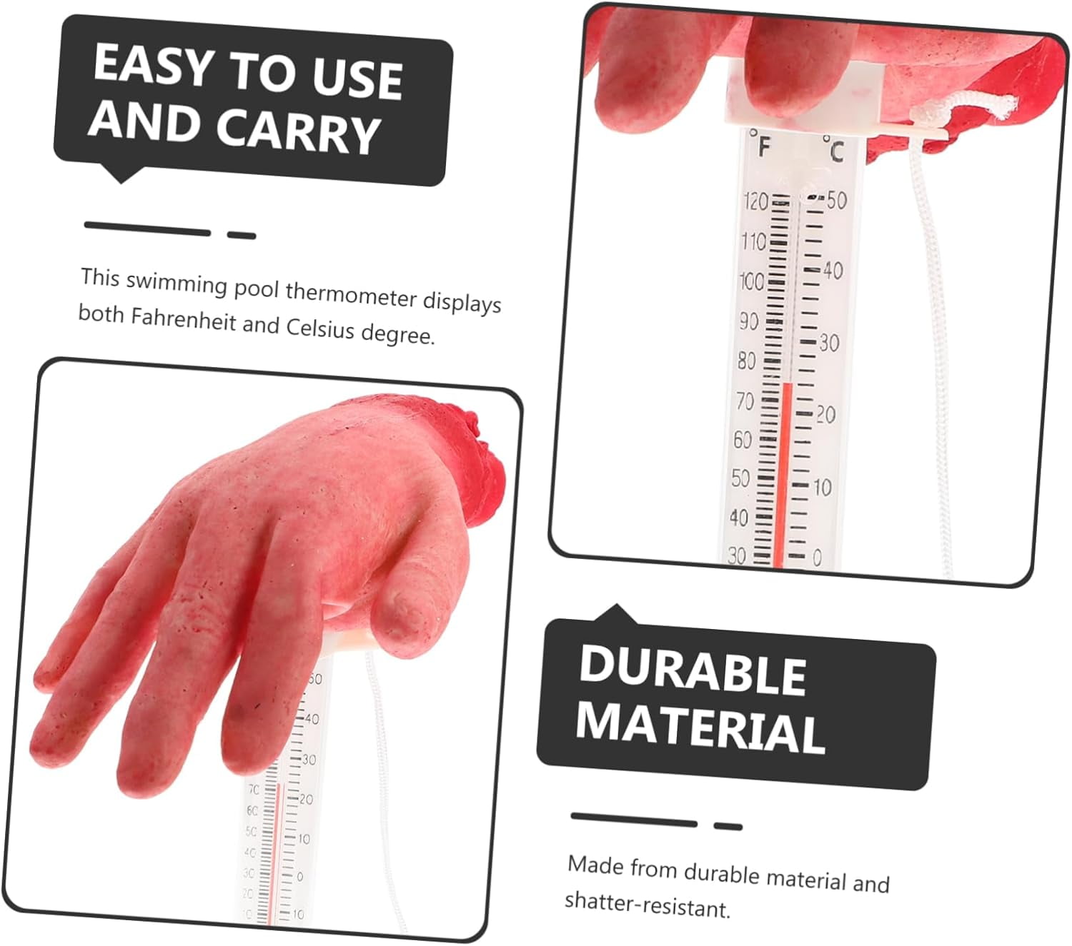 Pool Thermometer, Pool Thermometer Floating Easy Read, LED Plastic Easy ...