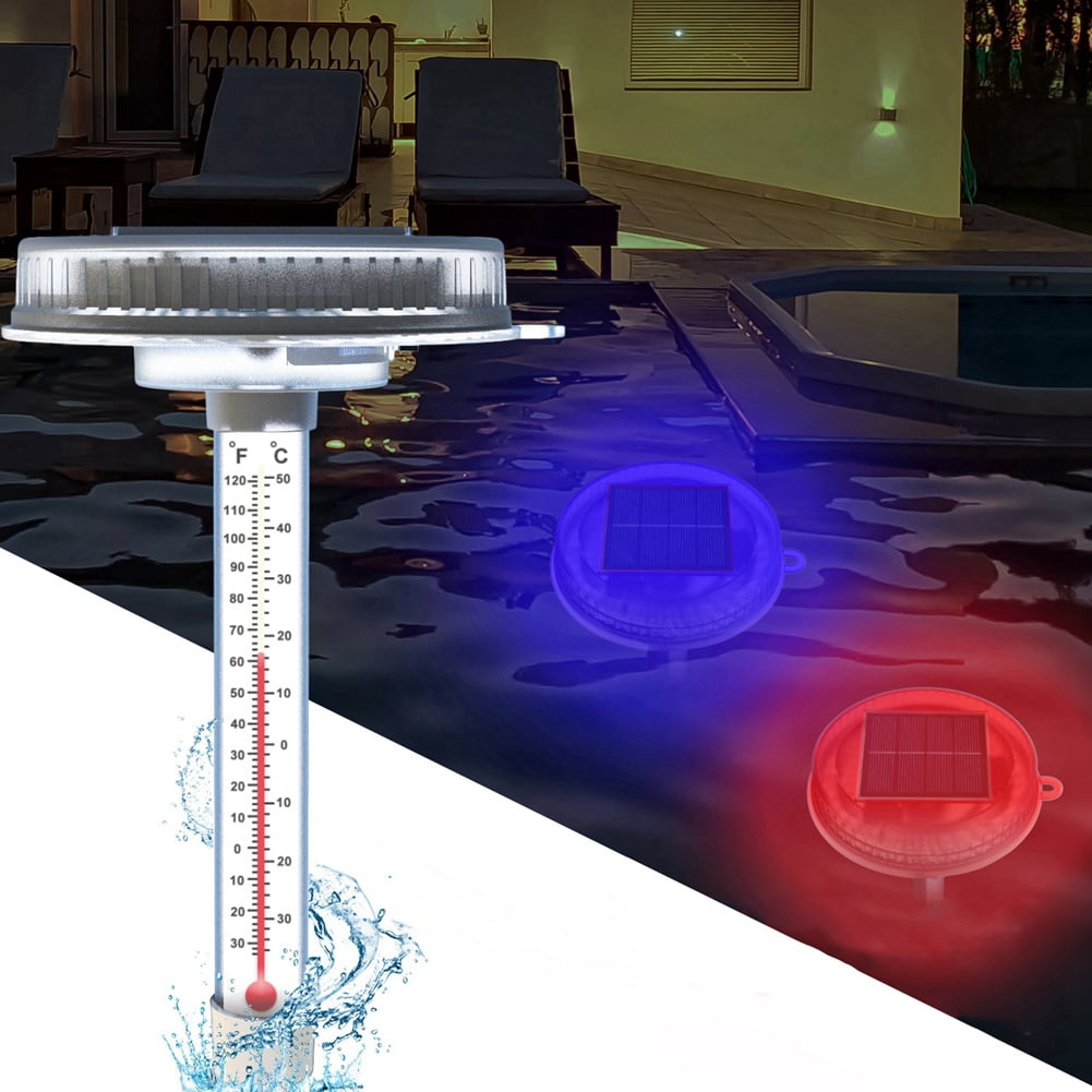Pool Thermometer, Solar Pool Thermometer Floating, LED Swimming Pool ...