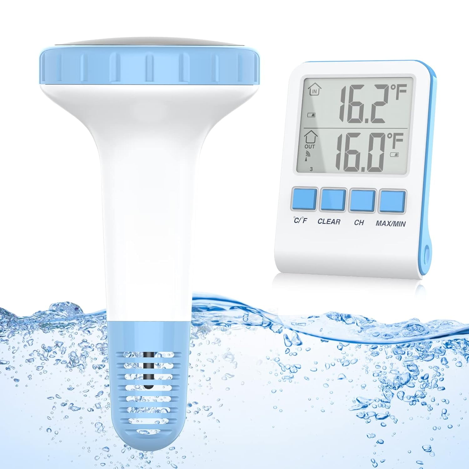 Pool Thermometer, Wireless Floating Pool Thermometer Easy Read,Outdoor ...