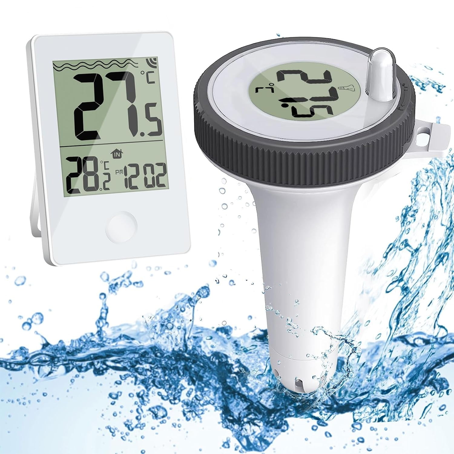 Pool Thermometer, Wireless Pool Thermometer Floating Easy Read with ...