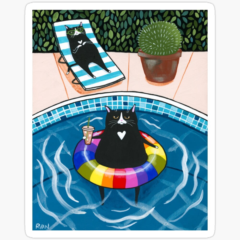 Pool Time 2 Sticker Phone Decal Water Bottle Stickers Car Decals ...