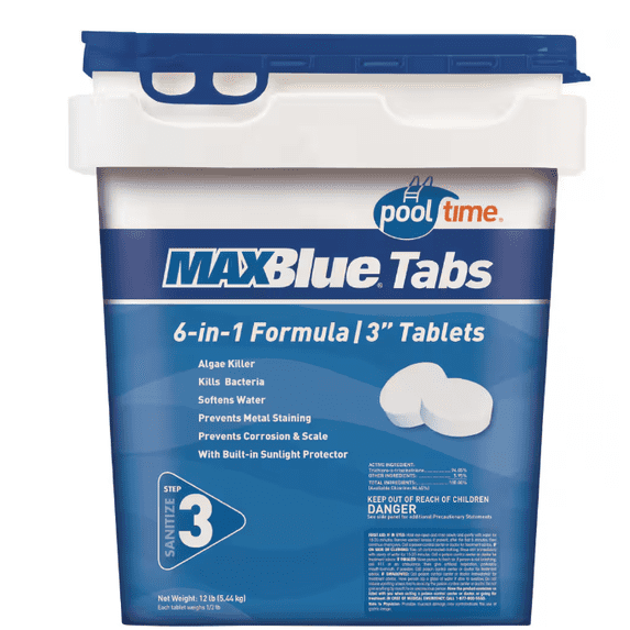 Pool Time MAX Blue 12 lbs. 3 in. Tablets Chlorinating - Walmart.com