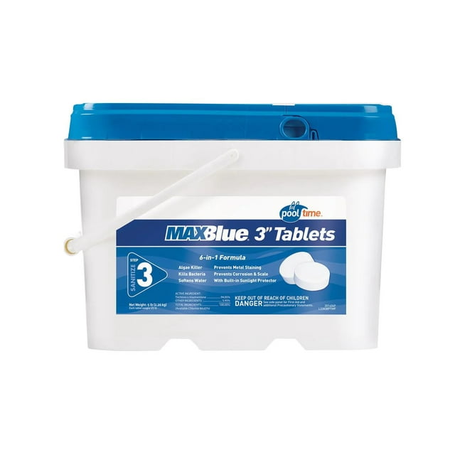 Pool Time MAXBlue 3 in. Chlorine Tablets 5lbs - Floater Chlorine, Algae ...