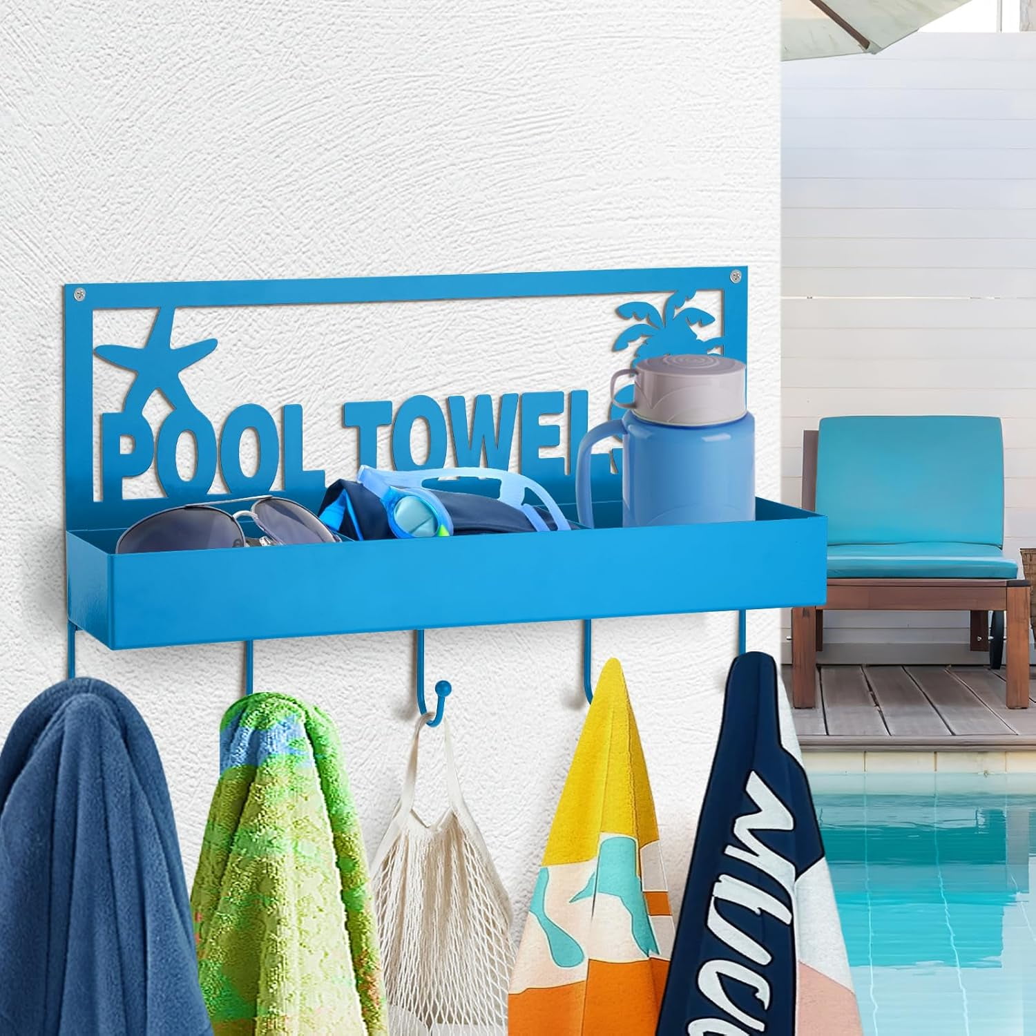 Pool Towel Rack - 2-in-1 Outdoor Poolside Beach Washcloth Drying Rack ...