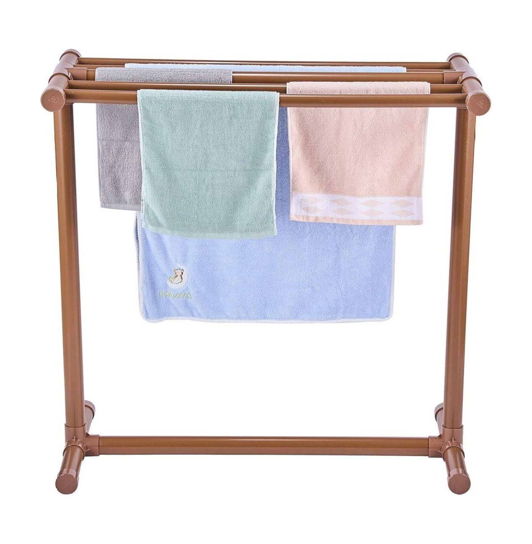 Pool Towel Rack 5 Bar, Freestanding PVC Outdoor Organizer - Brown T ...