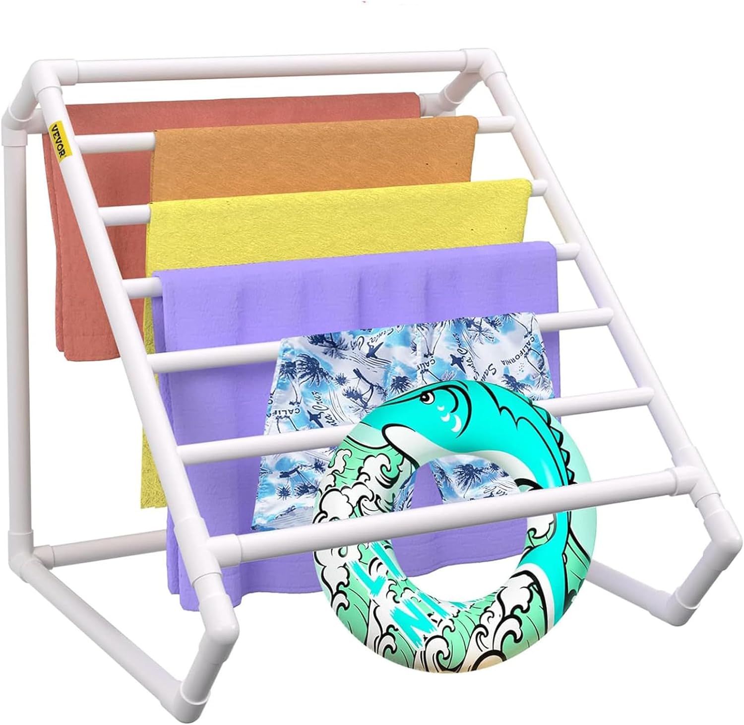 Pool Towel Rack, 8 Bar, Freestanding Outdoor Pvc Triangular Poolside ...