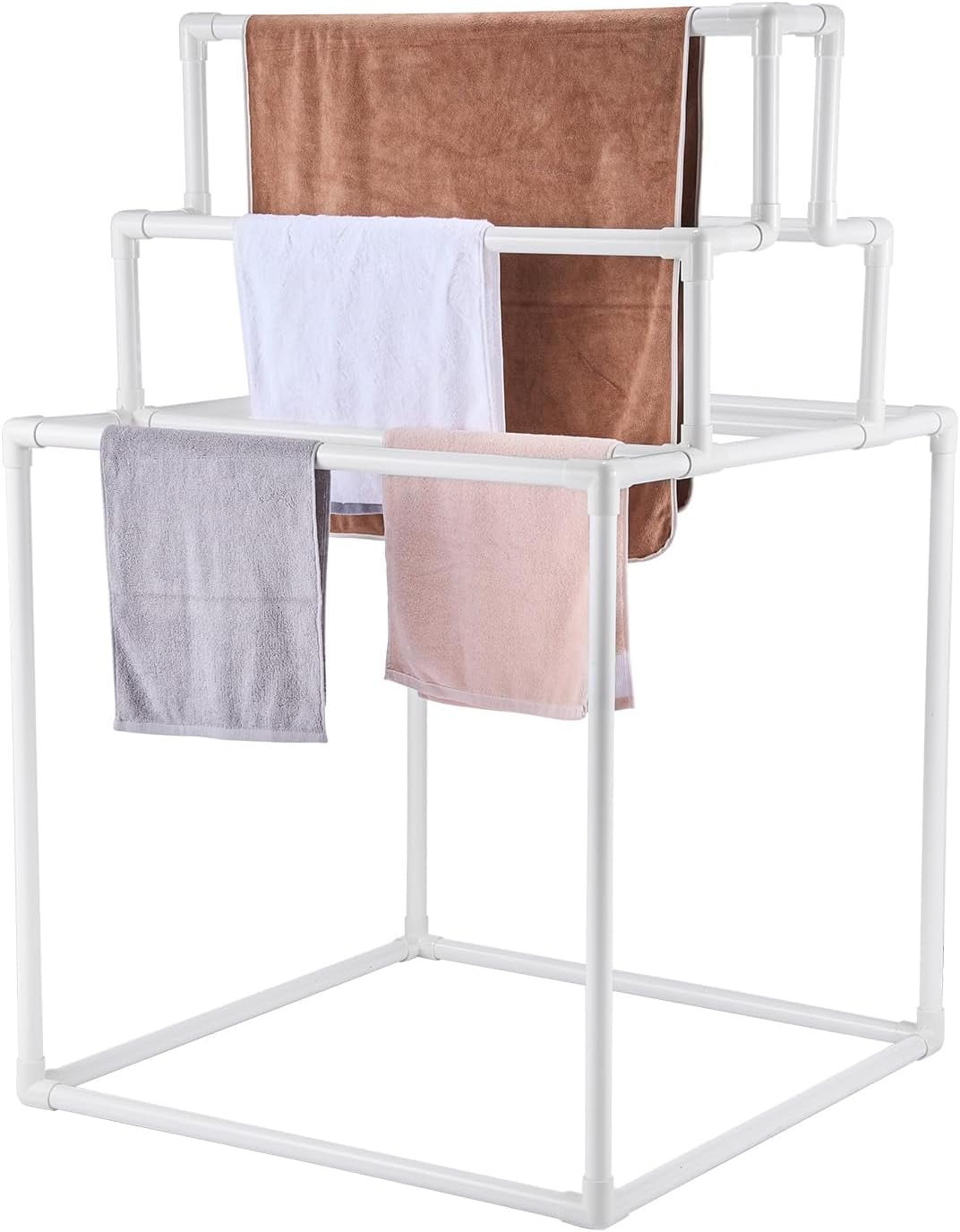 Pool Towel Rack, 8 Bars Outdoor PVC Towel Holder, Freestanding Pool ...