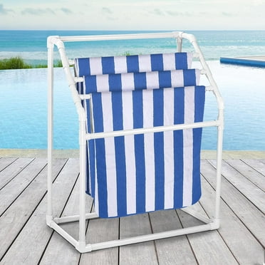 Outsunny PE Rattan Poolside Towel Holder Stand with 2 Storage Shelves ...