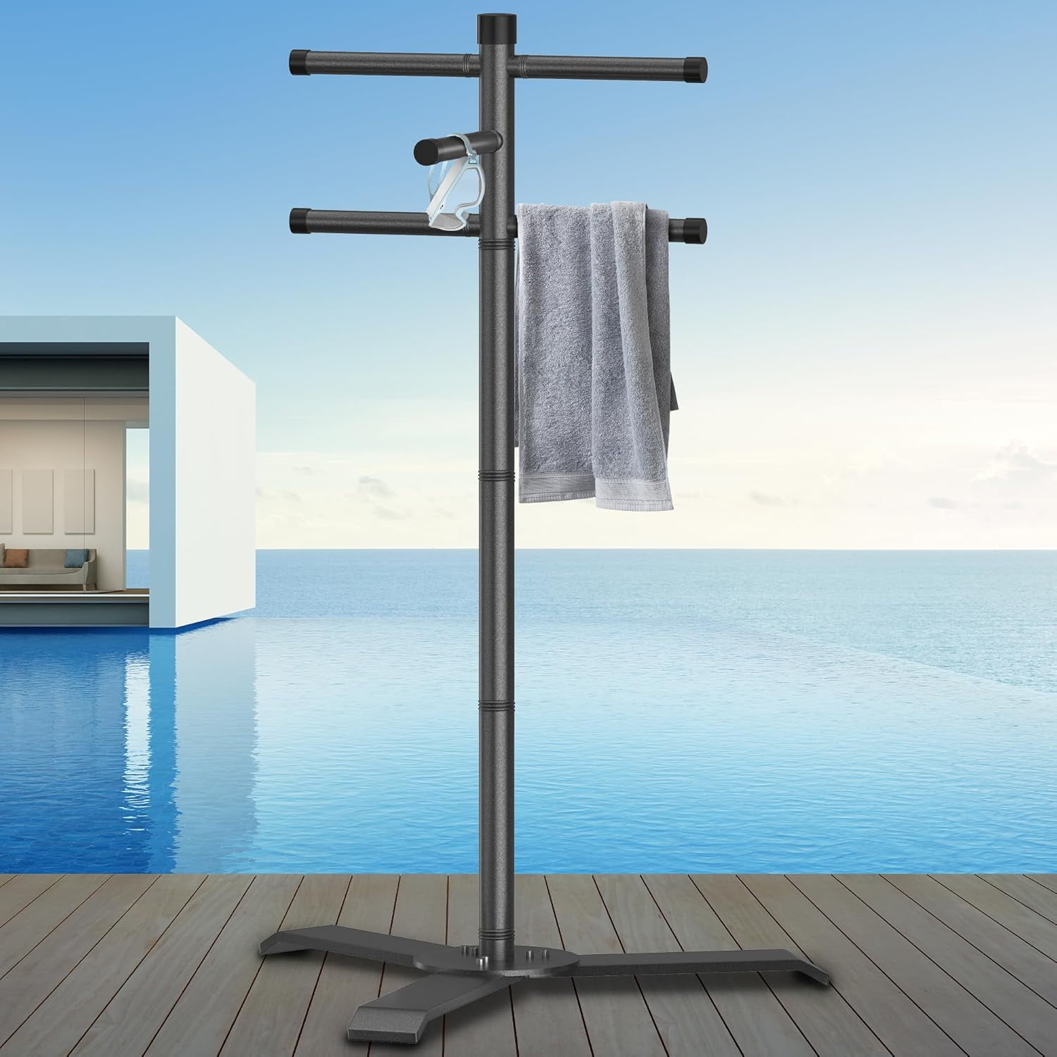 Pool Towel Rack Outdoor - Heavy Duty Alloy Steel Free Standing Holder ...