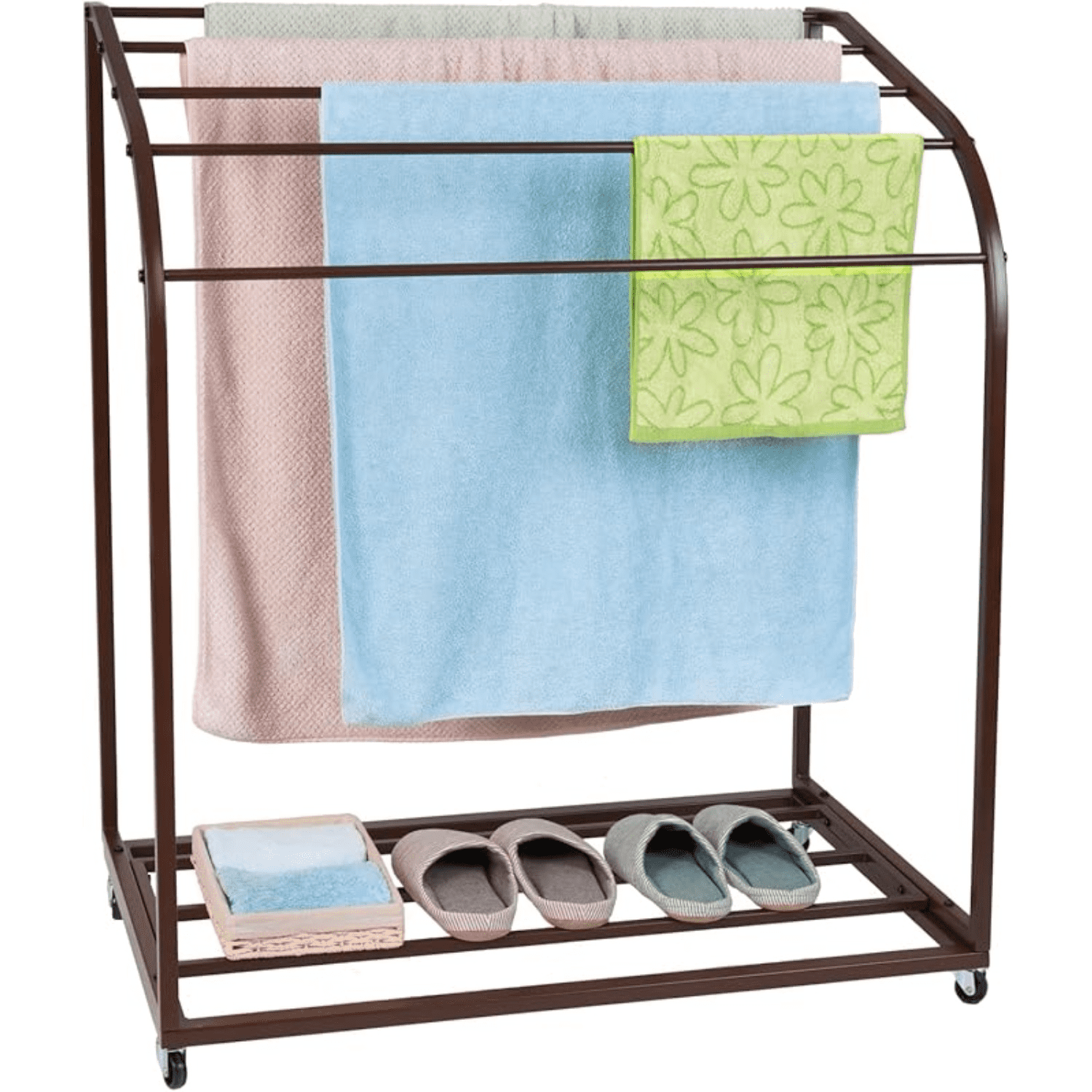 Pool Towel Rack, Outdoor PVC Trapedozal Pool Storage Rack with 5 Towel ...