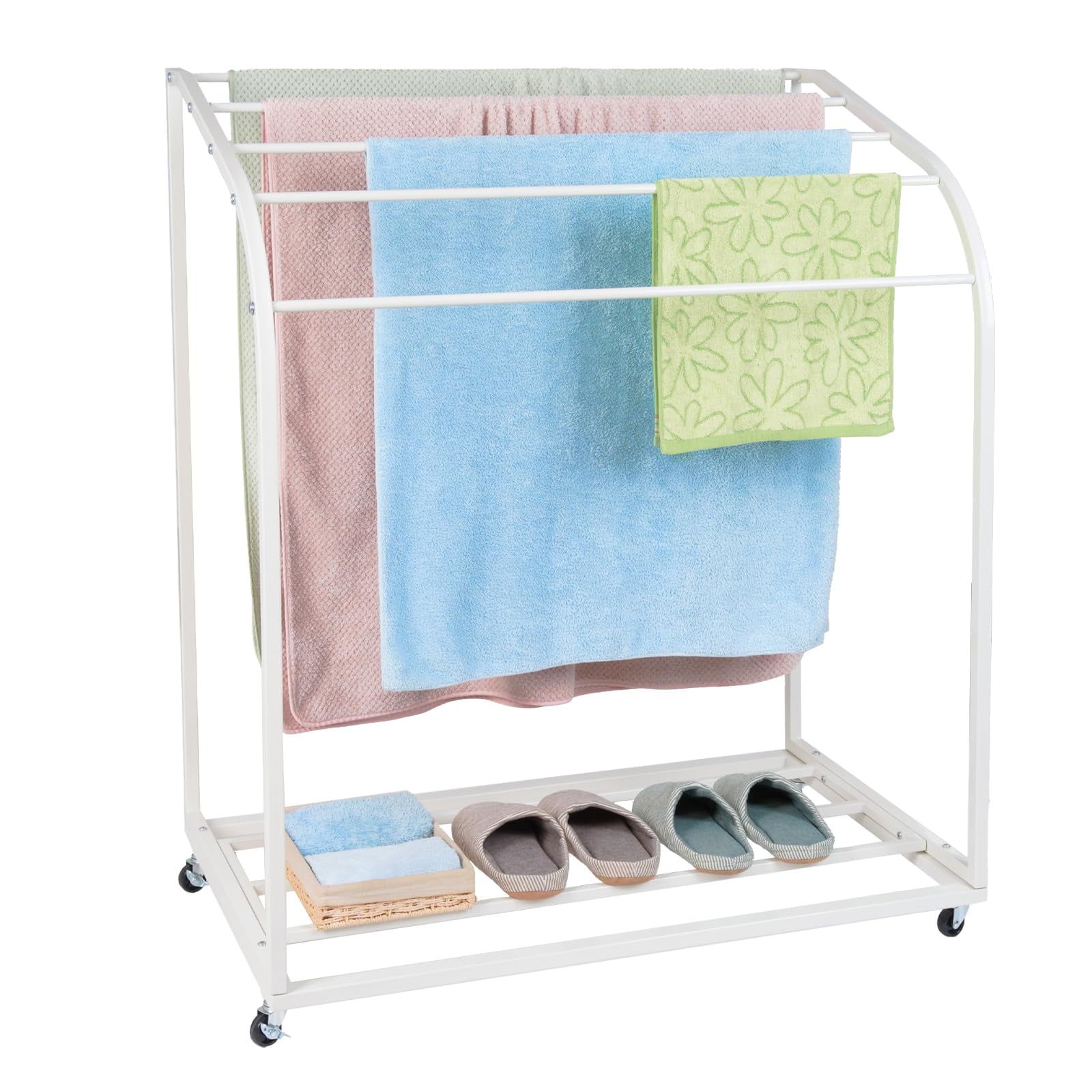 Pool Towel Rack,Outdoor PVC Trapedozal Poolside Storage Organizer,5 Bar ...