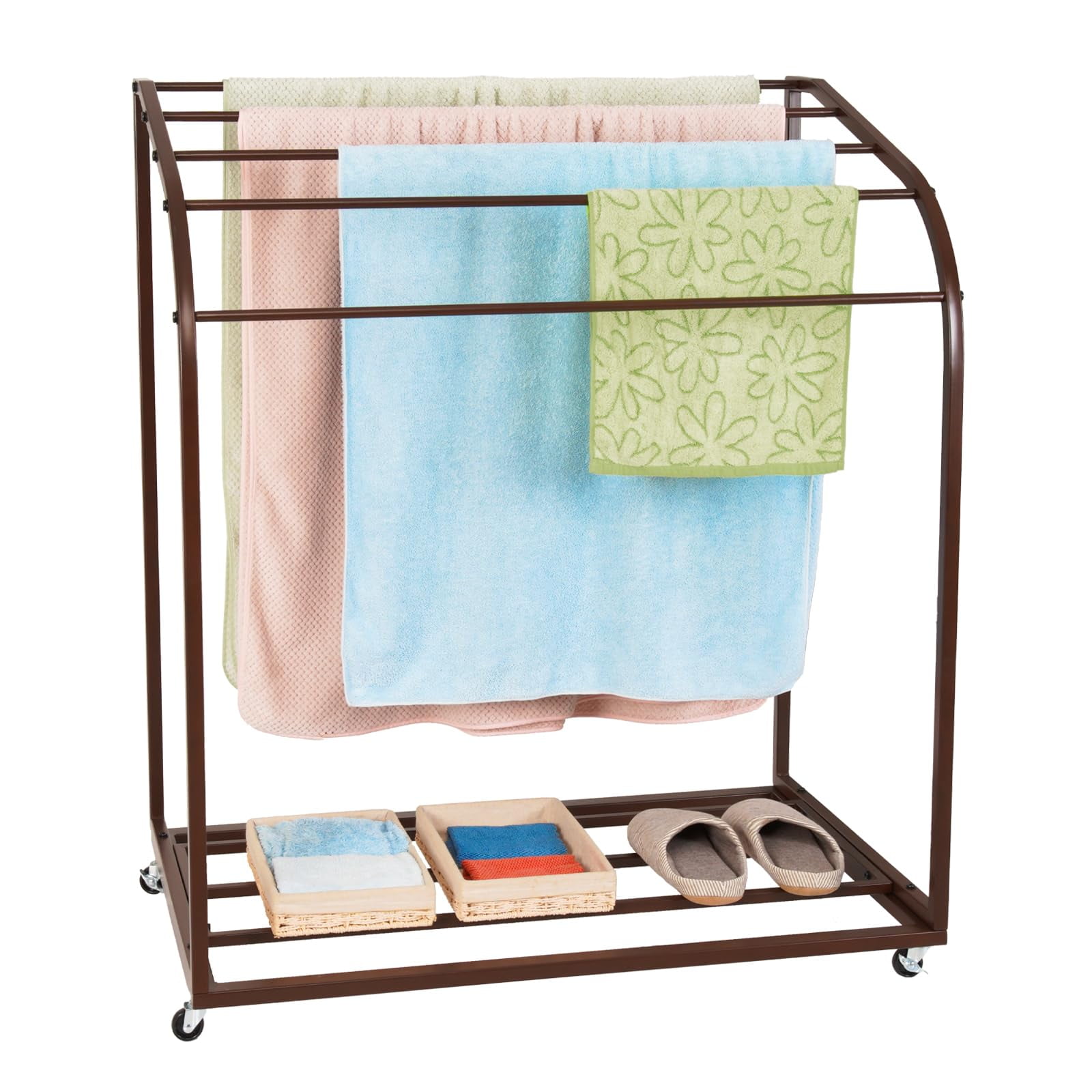 Pool Towel Rack Outdoor with Wheels,PVC Trapedozal Outdoor Towel Rack ...