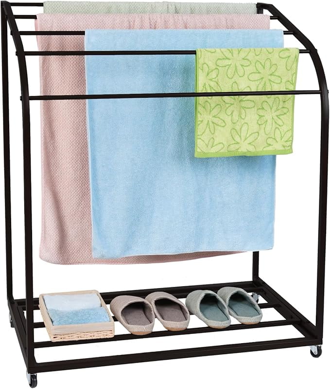 Pool Towel Rack Outdoor with Wheels,PVC Trapedozal Outdoor Towel Rack ...