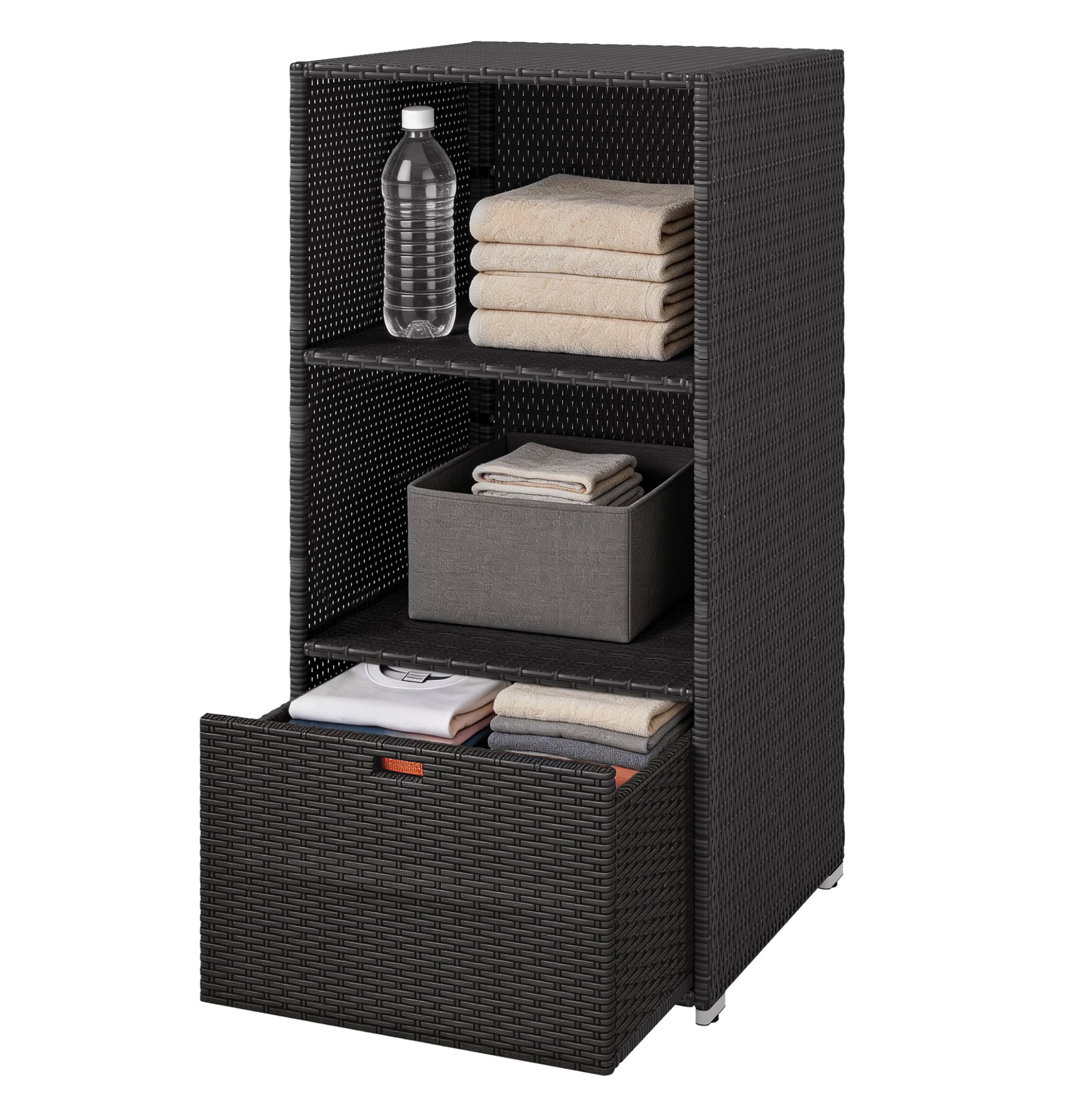 Pool Towel Rack - Water Resistant PE Rattan Wicker Organizer - 2 ...