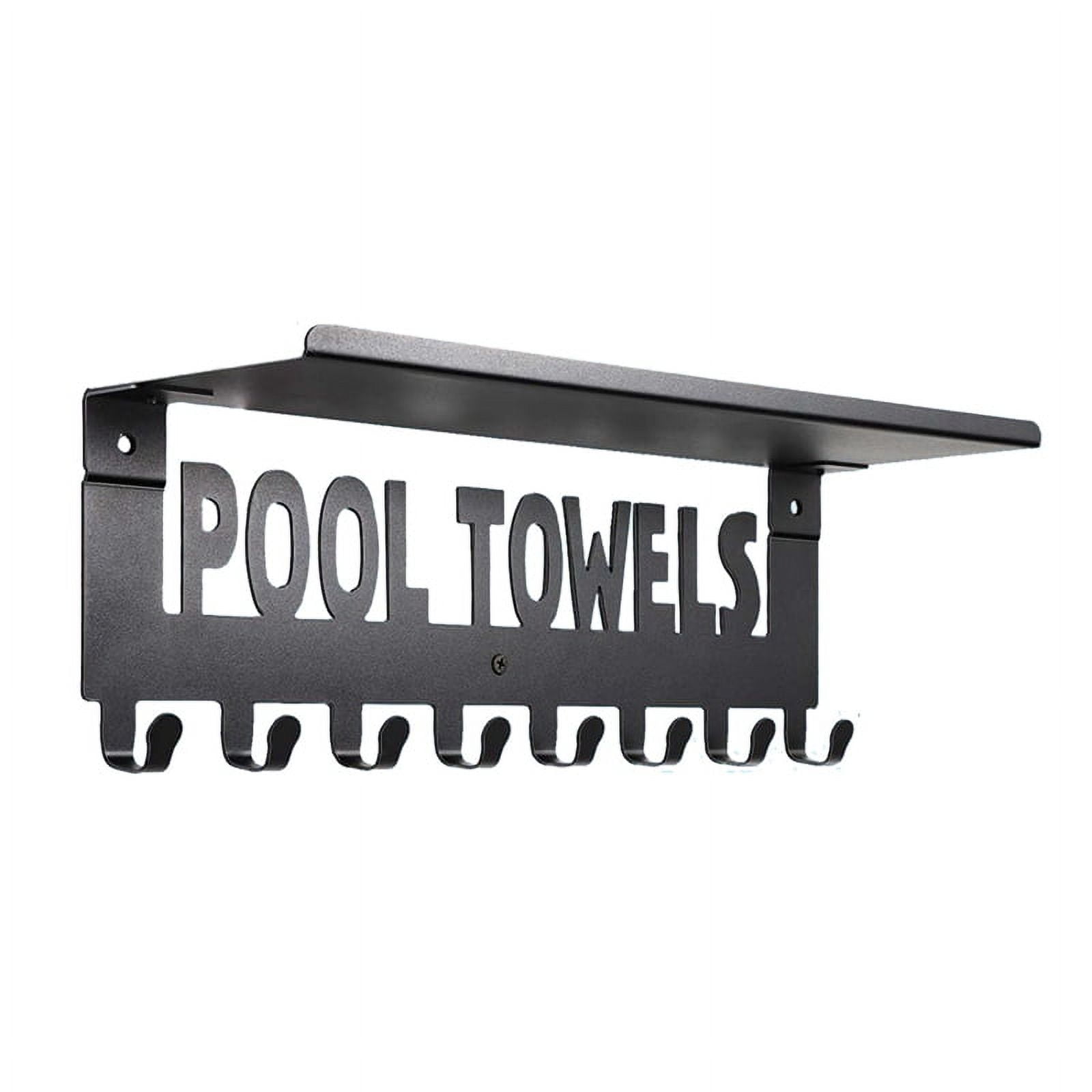 Pool Towel Racks with Shelf Outdoor Pool Decor Wall Mount Towel Hooks ...