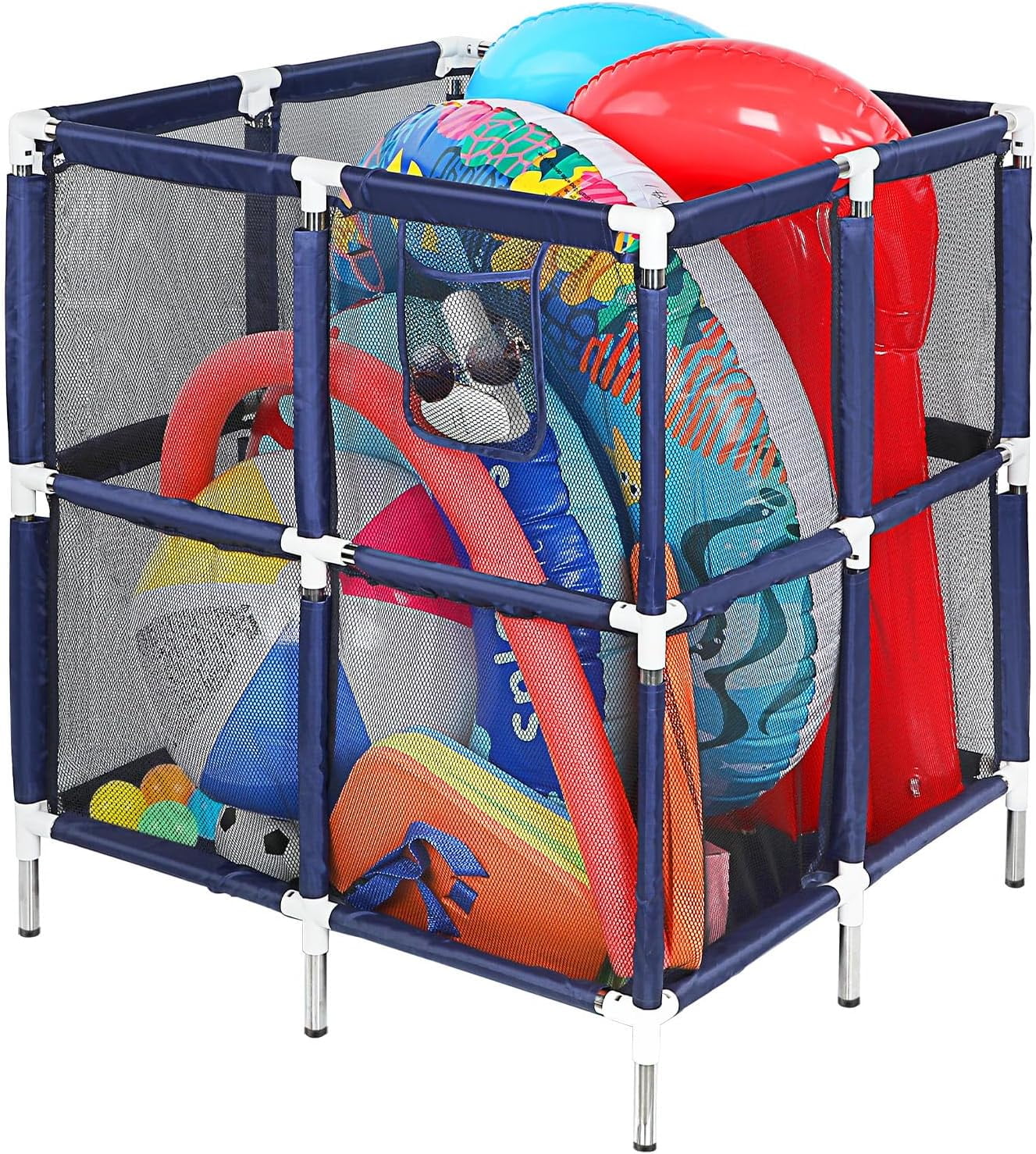 Pool Toy Storage - Large Mesh Outdoor Pool Float Organizer Bin with ...