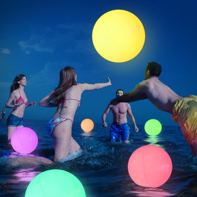 TOPFOX 8-Pack Glow in the Dark Beach Game Balls for Pool & Summer Parties, Unisex, Suitable for ...
