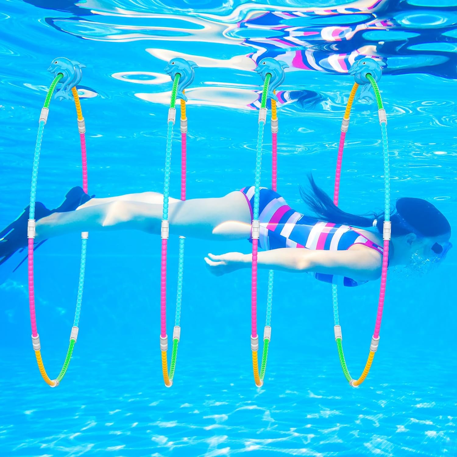 Pool Toys for Kids, 4-Packs Swim Through Rings Pool Diving, Water Toys Pool Rings Underwater ...