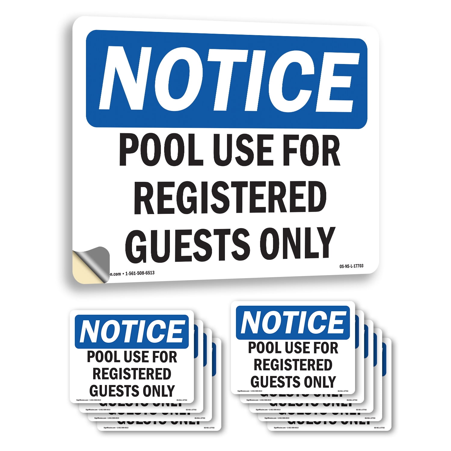 Pool Use For Registered Guests Only OSHA Notice Vinyl Decal Label 14 ...