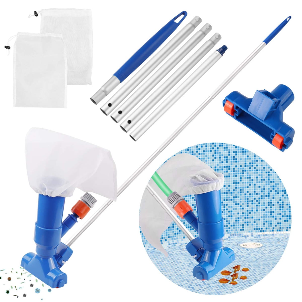 Pool Vacuum Cleaner Kit - Portable Pool Cleaner Kit Pool Skimmer Net ...