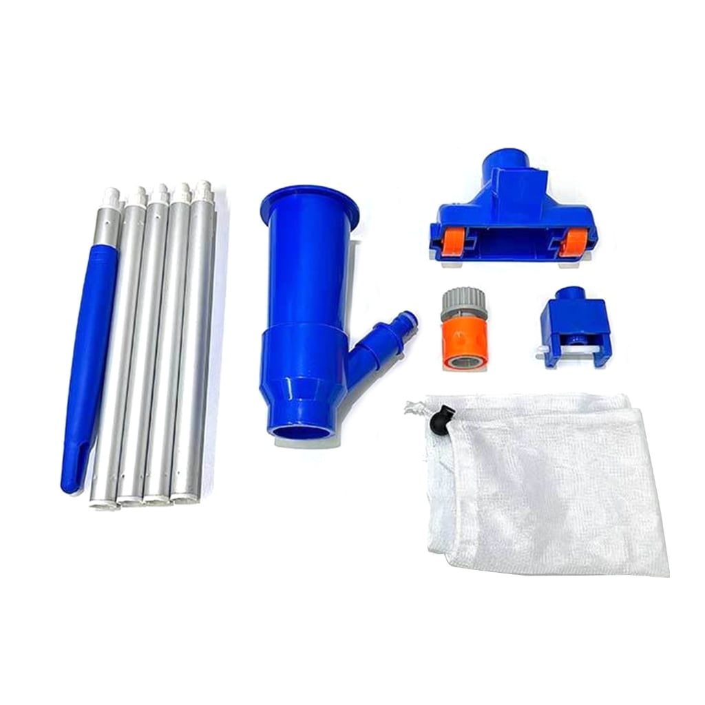 Pool Vacuum Heads Pool Skimmer Net Pool Brush Head with 4 Section Poles ...