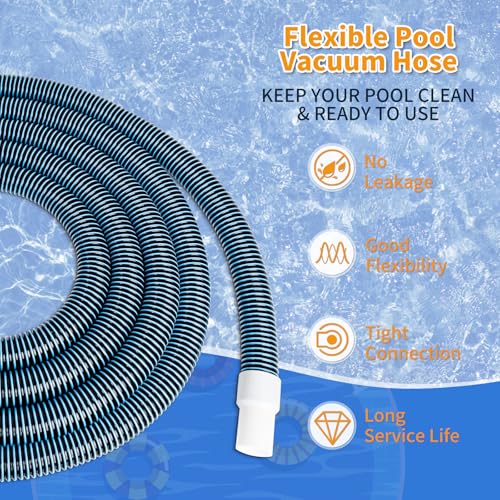 Pool Vacuum Hoses for Ground Pool, 1-1/4" Pool Vacuum Hose 27 ft Pool ...