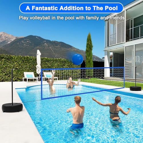 Pool Volleyball Net Set with Lights, Solar Powered Portable Outdoor LED ...