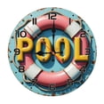 Pool Wall Clock 10 Inch Silent Non Ticking Round Wooden Clock ...